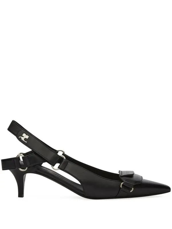 COURREGES 50mm Racer Slingback Pumps - Black