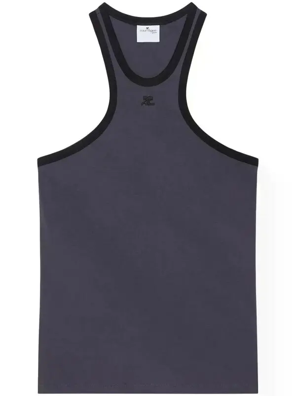 COURREGES Contrasting-trim Scuba Tank Top - Grey