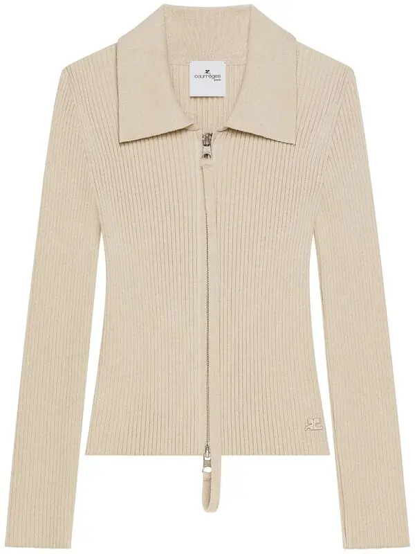 COURREGES Zip-up Cardigan - Neutrals