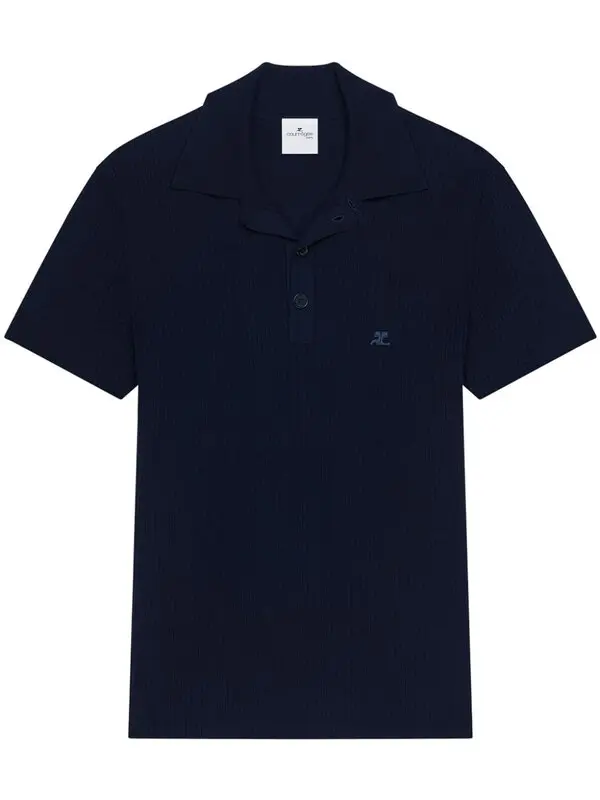 COURREGES Ribbed Polo Shirt - Blue