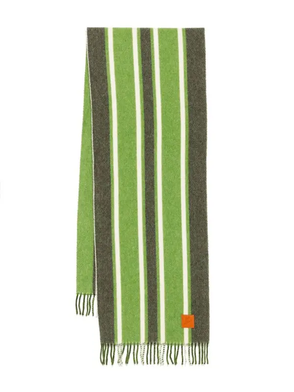 CAFÉ KITSUNÉ Fringed Scarf - Green