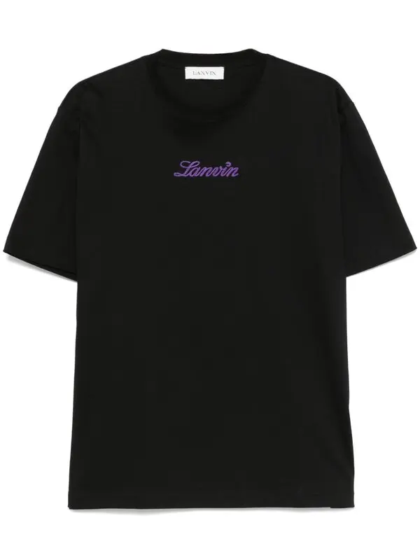 LANVIN Logo-embroidered T-shirt - Black
