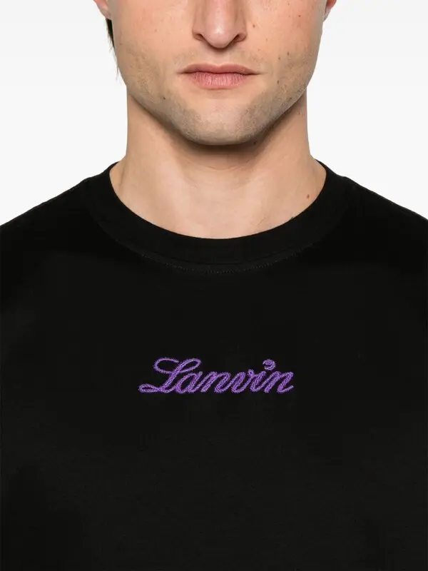 LANVIN Logo-embroidered T-shirt - Black