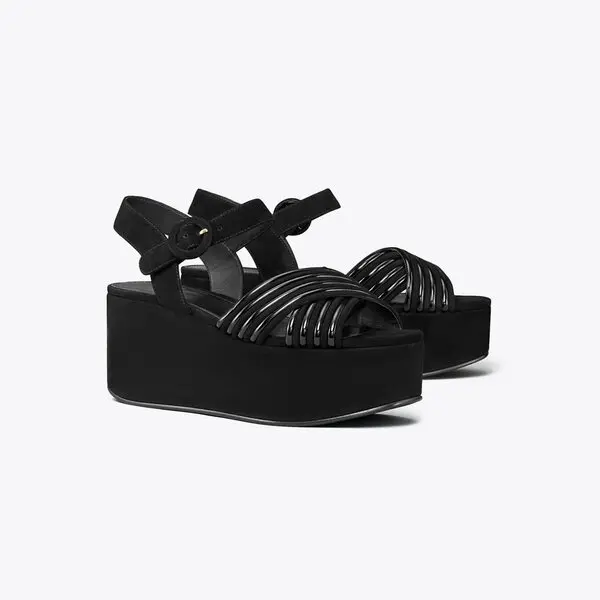 Tory Burch Bombé Cross-strap Platform Sandal - Perfect Black/perfect Black