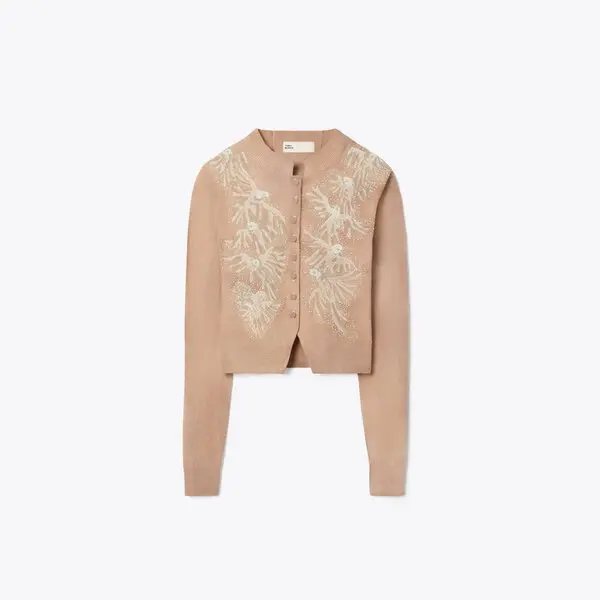 Tory Burch Embellished Wool Cardigan