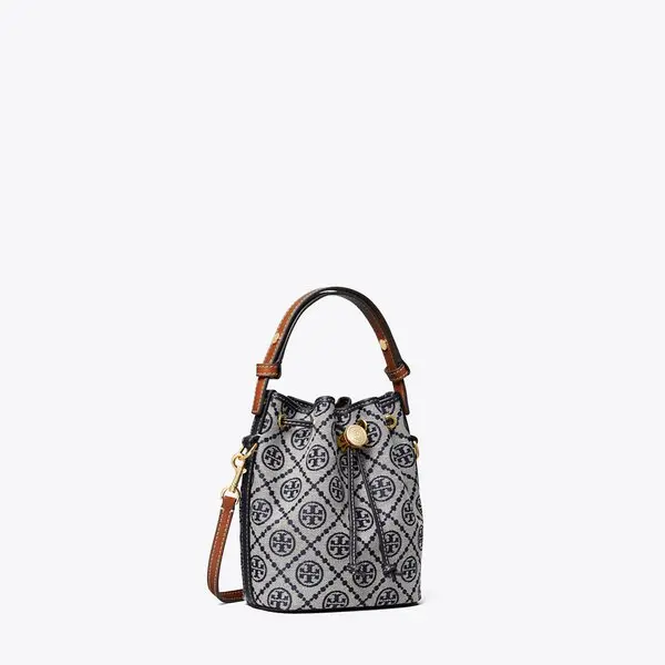 Tory Burch T Monogram Mini Bucket Bag - Tory Navy
