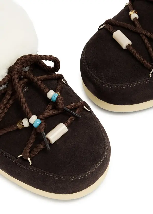 Moon Boot Padded Suede Mules With Beads
