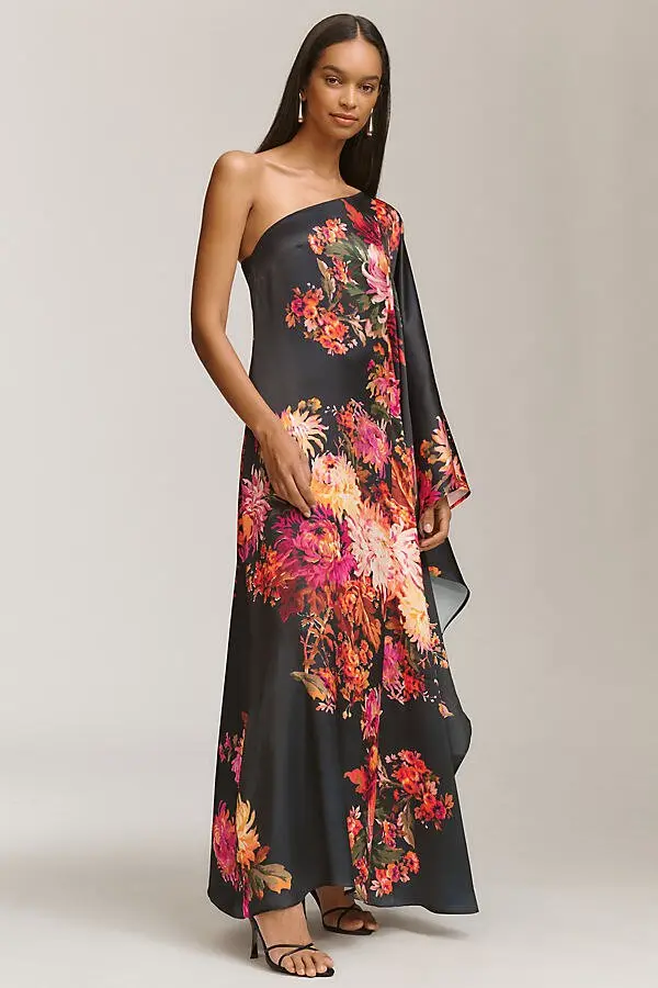 open lace back dress LUNA ONE SHOULDER KAFTAN- PEARL – Kadimah main image 0