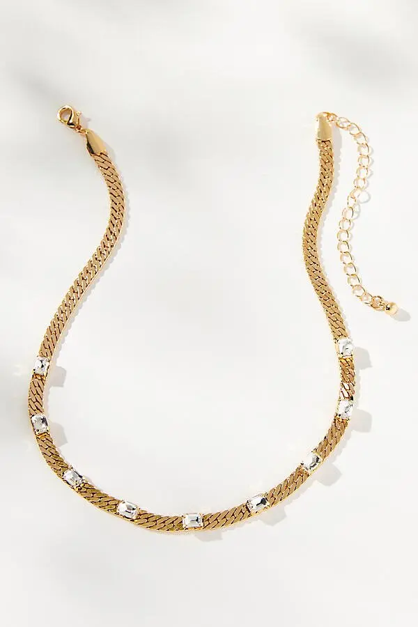 Anthropologie Short Crystal Necklace - Gold