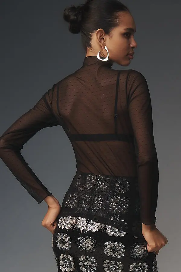 Hanky Panky Long-sleeve Mock-neck Lace Top