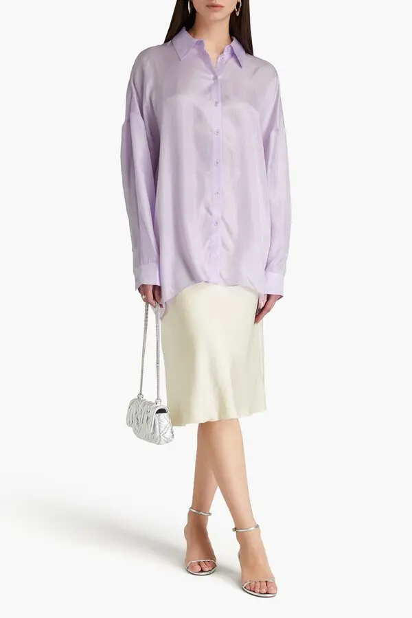 Tibi Oversized Satin-twill Shirt