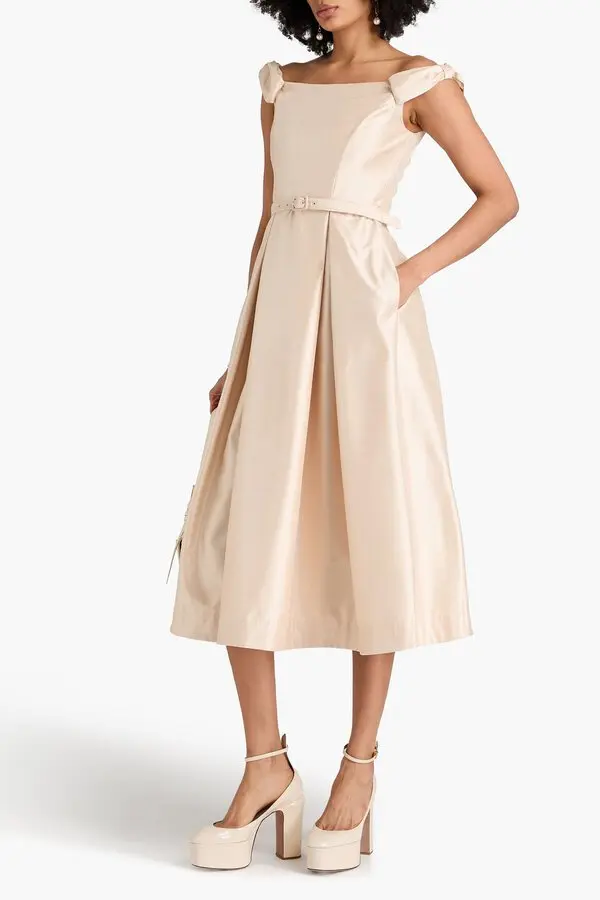 NICHOLAS Off-the-shoulder Taffeta Midi Dress