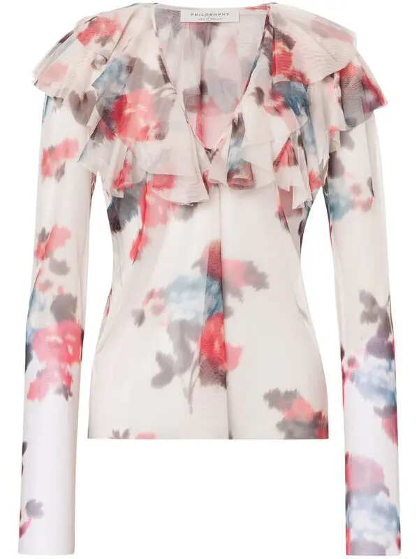 Philosophy Di Lorenzo Serafini Floral-print Top - Neutrals