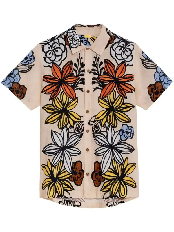 Agua Bendita Jack Floral Print Shirt - Neutrals