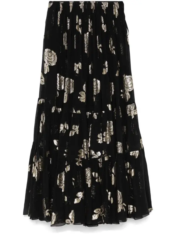 Chloé Floral-jacquard Maxi Skirt - Black