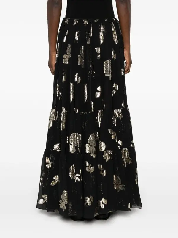 Chloé Floral-jacquard Maxi Skirt - Black