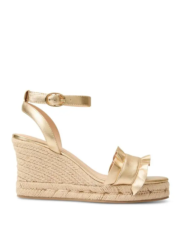 Jack Rogers Rozette Ruffle Wedge Sandals - Gold
