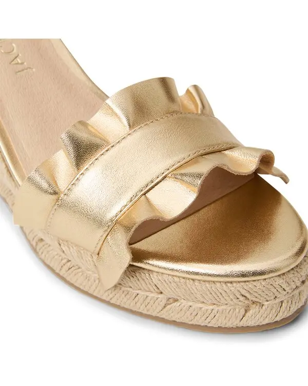 Jack Rogers Rozette Ruffle Wedge Sandals - Gold