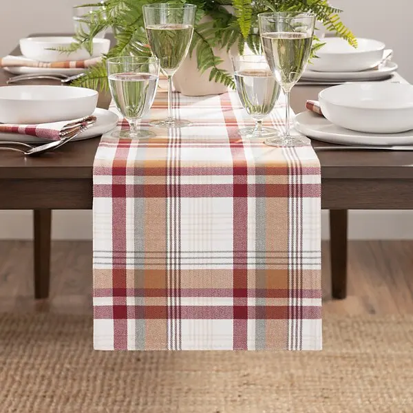ELRENE HOME FASHIONS Seneca Plaid Harvest Cotton Table Runner, 90 X 13 - Multi