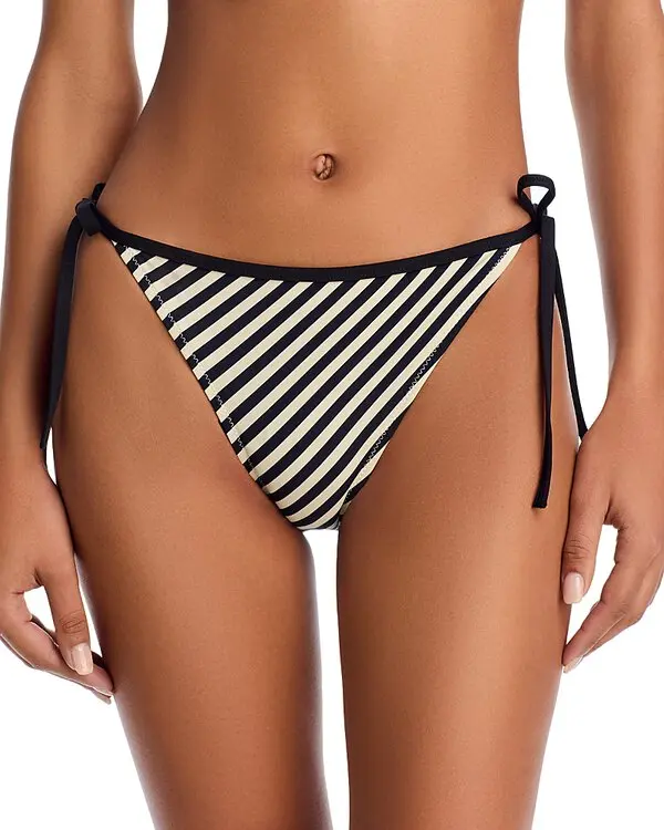 Solid & Striped The Iris String Bikini Bottom - Noir/khaki Stripe