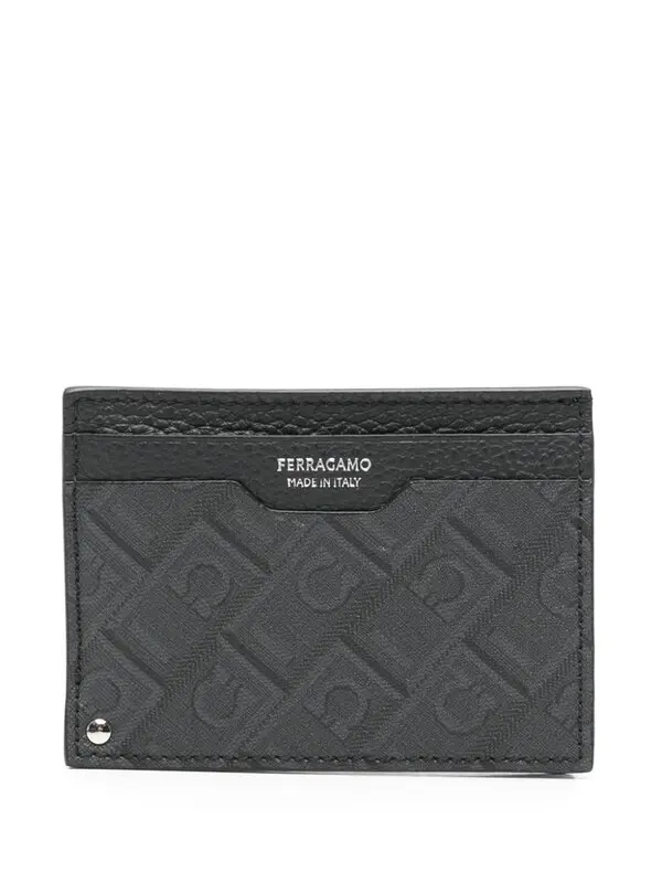 FERRAGAMO Gancini-print Cardholder - Black