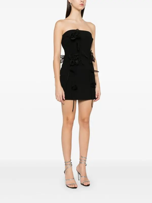 ROTATE BY BIRGER CHRISTENSEN Rose-appliqué Tube Mini Dress