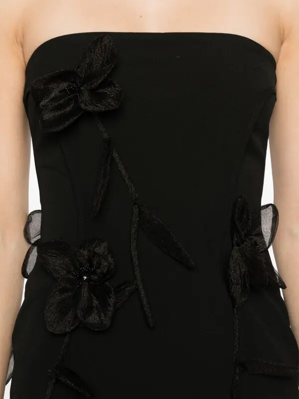 ROTATE BY BIRGER CHRISTENSEN Rose-appliqué Tube Mini Dress