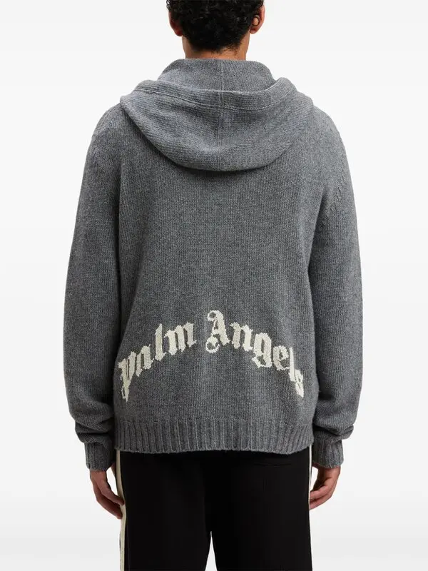 Palm Angels Logo-knit Zip-up Hoodie