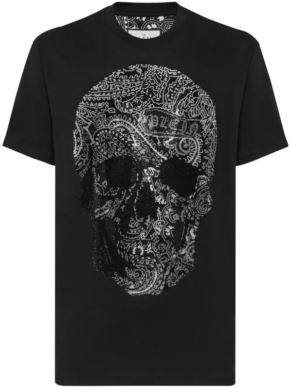 Philipp Plein Paisley Skull-print Round-neck T-shirt - Black