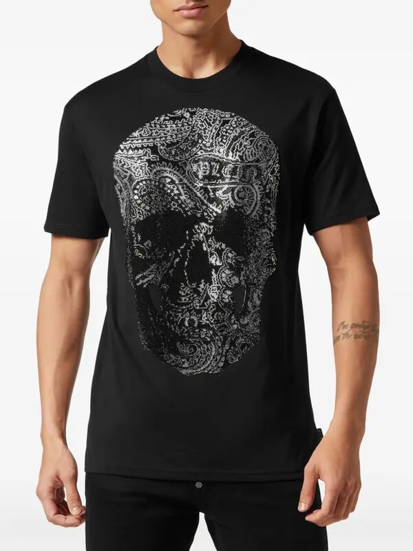 Philipp Plein Paisley Skull-print Round-neck T-shirt - Black