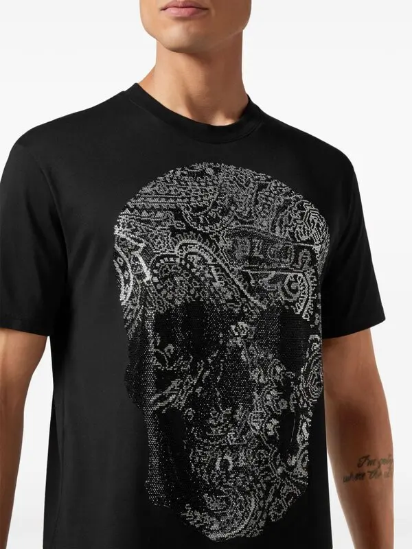 Philipp Plein Paisley Skull-print Round-neck T-shirt - Black