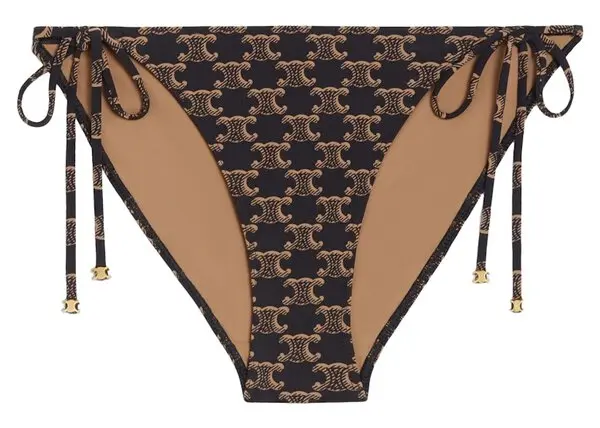 Celine Triomphe Monogram Tie Side Bikini Bottom - Toffee/brown
