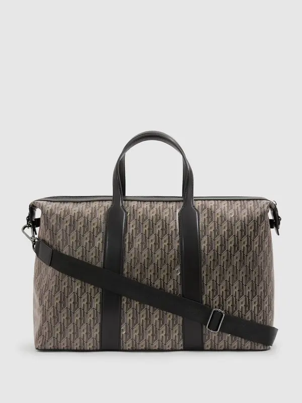 REISS Franco Monogram-print Coated-canvas Holdall
