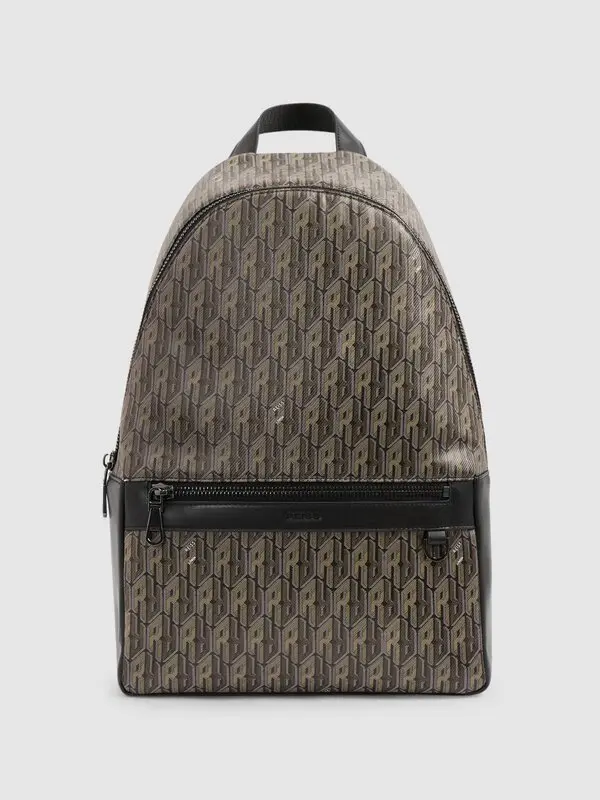 REISS Flynn Monogram Backpack - Grey Multi