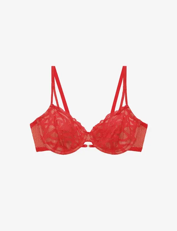 THIRDLOVE Rose Lace Unlined Demi Bra - Red