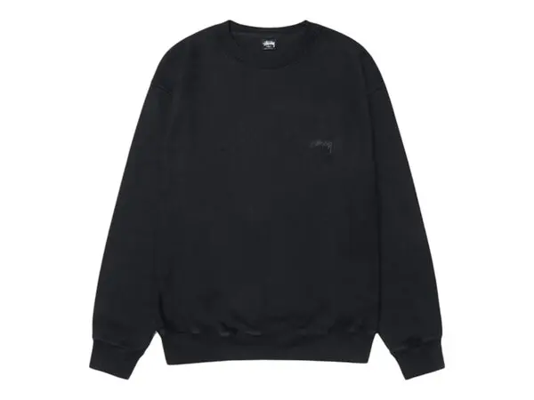 StÜssy Smooth Stock Pigment Dyed Crew - Black