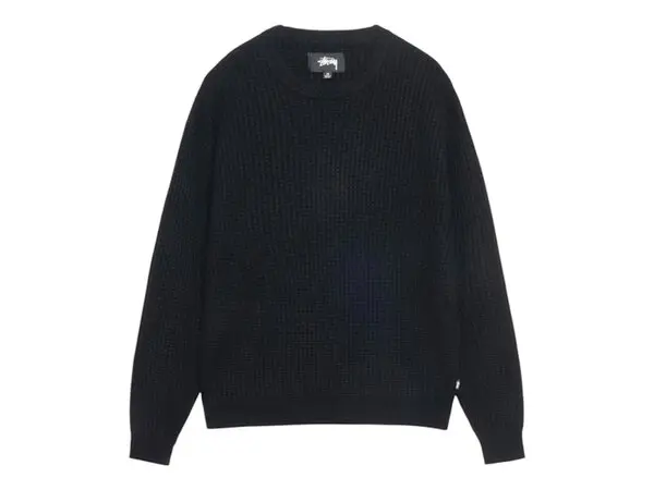 StÜssy Waffle Knit Cashmere Crew - Black