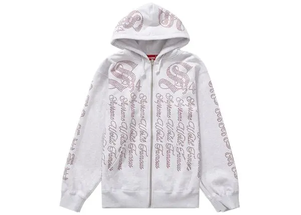 Supreme Rhinestone Zip Up Hooded Sweatshirt