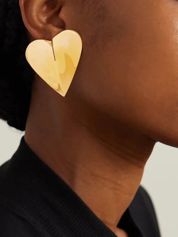 Alaïa Torn Heart Oversized Earrings - Gold