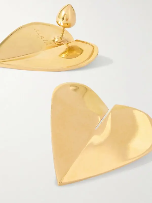 Alaïa Torn Heart Oversized Earrings - Gold
