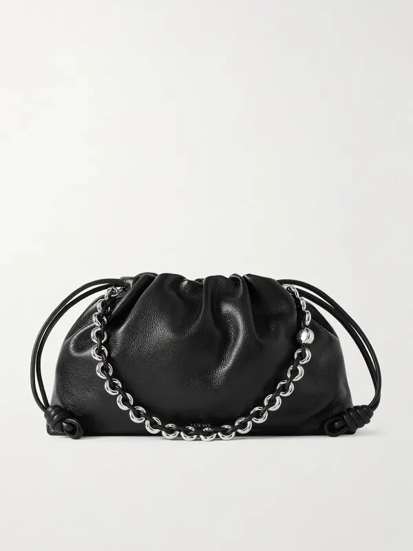 Loewe Flamenco Large Textured-leather Shoulder Bag - Black