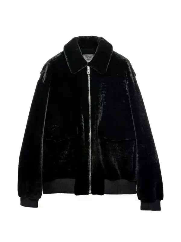 Prada Shearling Bomber Jacket - Black