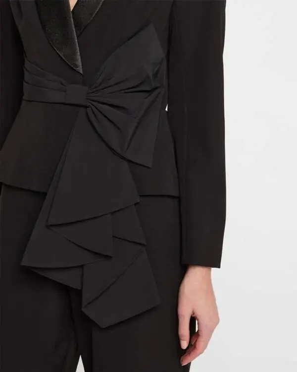 Aidan Mattox Straight-leg Stretch Crepe Jumpsuit With Bow - Black