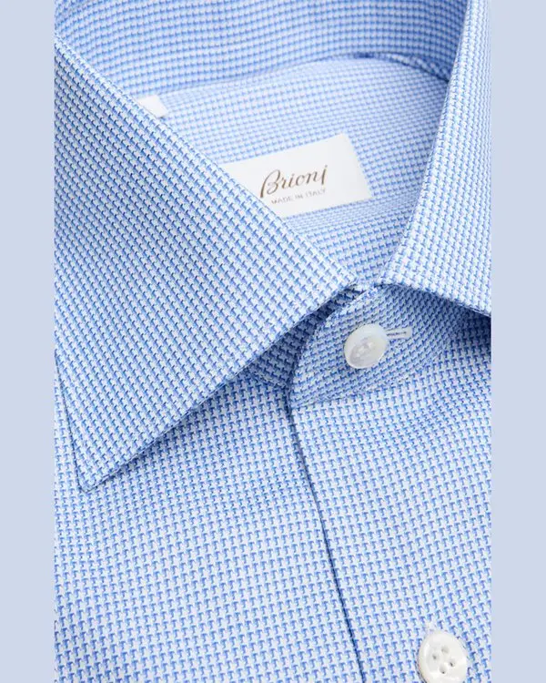 Brioni Cotton Micro-houndstooth Dress Shirt
