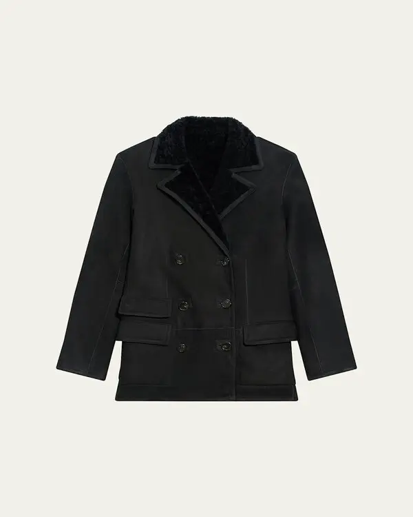 Theory Shearling Peacoat Blazer - Black