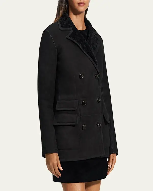 Theory Shearling Peacoat Blazer - Black