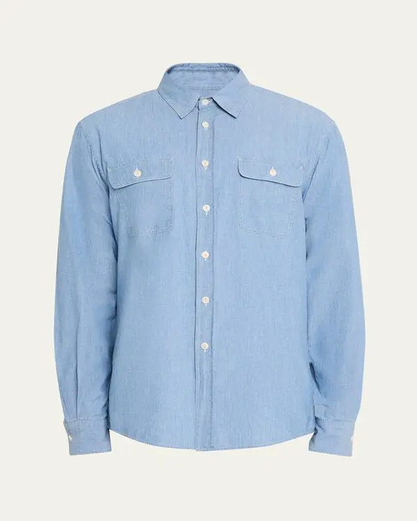 Ralph Lauren Purple Label Washed Chambray Shirt - Medium Berry