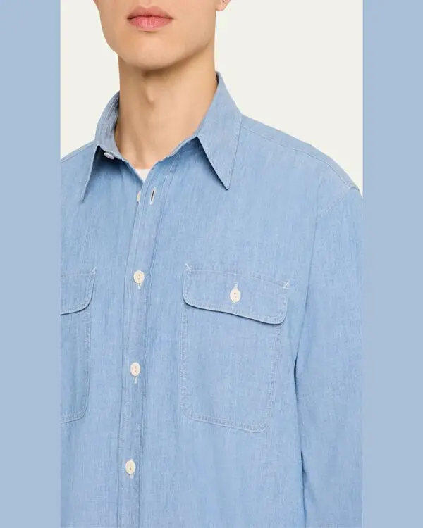 Ralph Lauren Purple Label Washed Chambray Shirt - Medium Berry