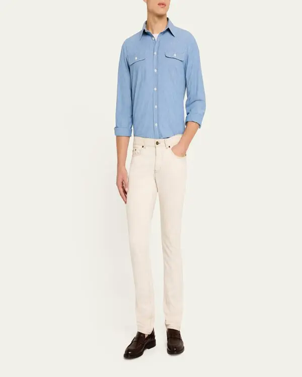 Ralph Lauren Purple Label Washed Chambray Shirt - Medium Berry