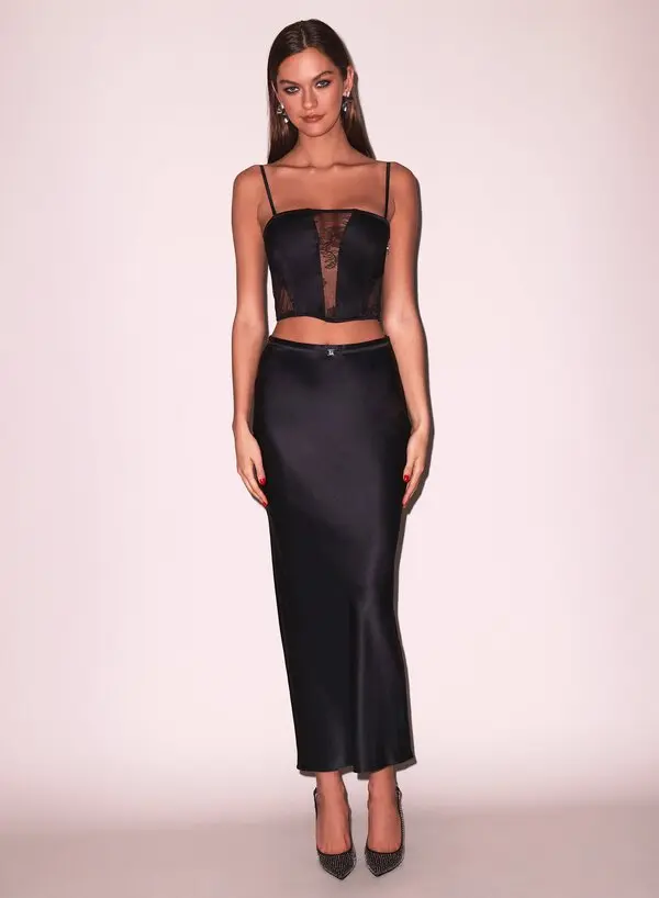 FLEUR DU MAL Silk & Bouquet Lace Corset Top